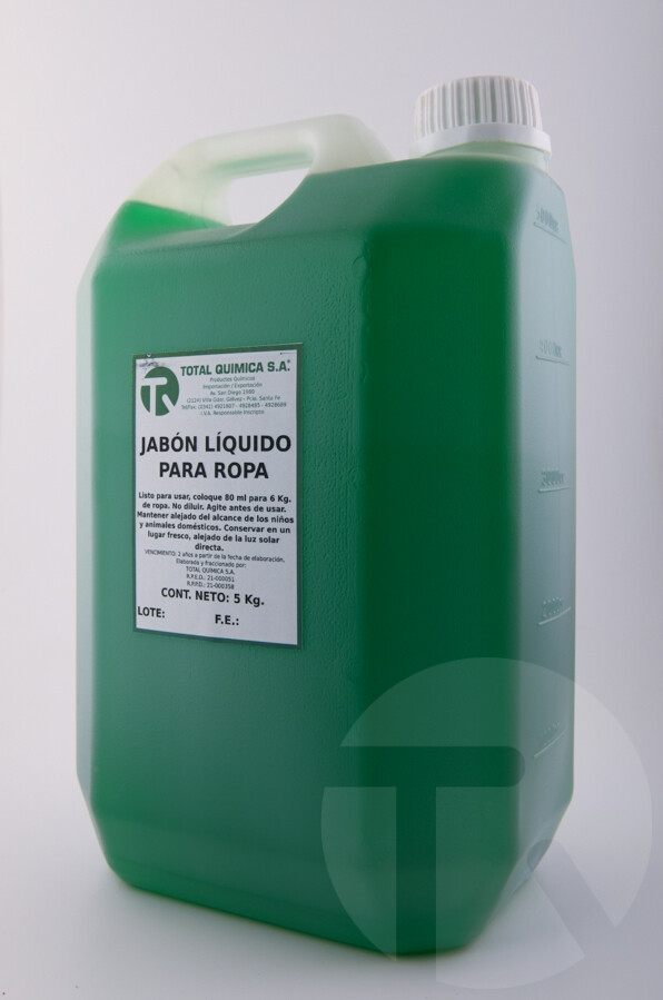JABÓN LÍQUIDO PARA LA ROPA X 5 KGS. VERDE. | Total Química